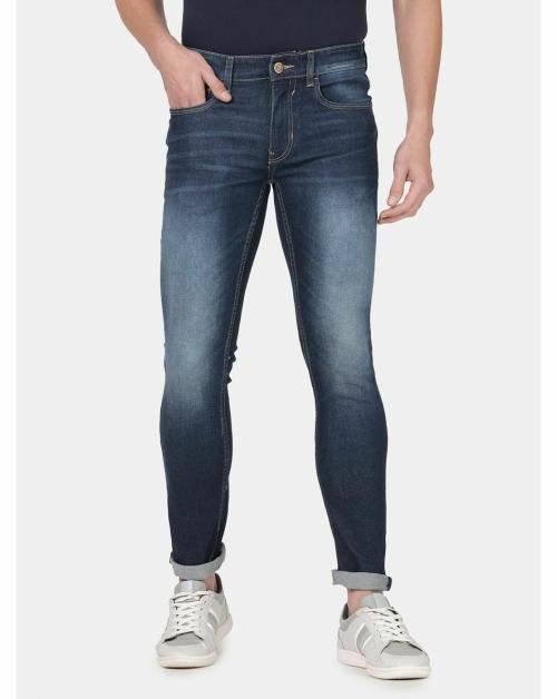 Buy LLAK Men Blue Washed Denim Blend Skinny Jeans Size 38 Online at ...