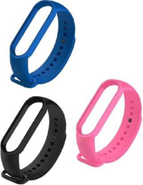Buy Askovid Pink, Black And Blue Replacement Smart Band Strap Pack of 3 ...
