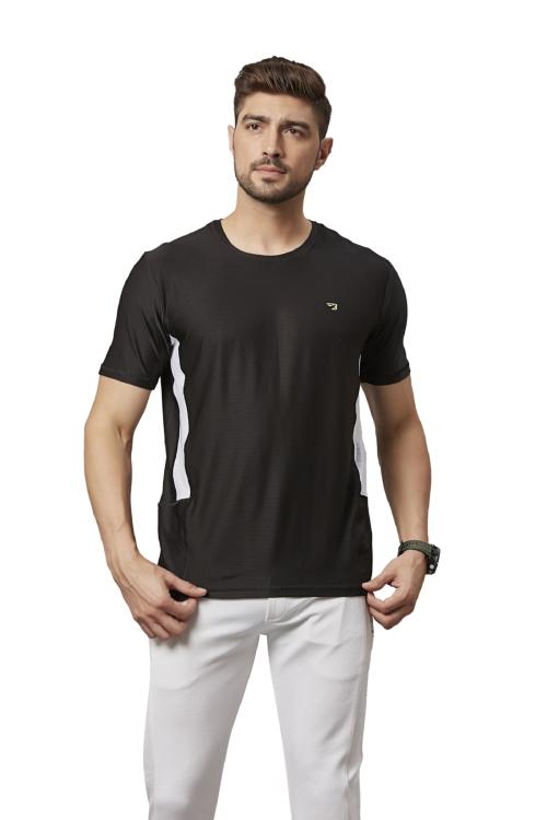 Buy BODYMARK Black Men's Round Neck Sports Half Sleeve T-Shirt Online ...