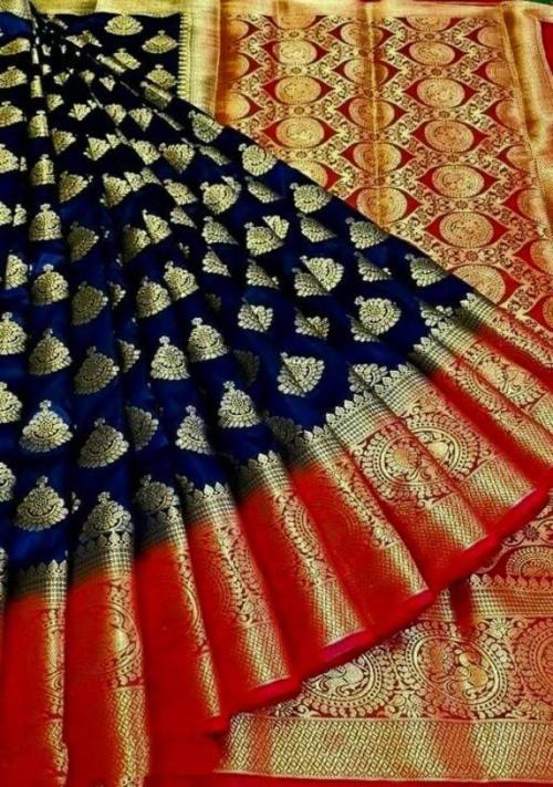 Buy Mansh the stylo..Women Red Dyed Jacquard Banarasi Saree Online at ...