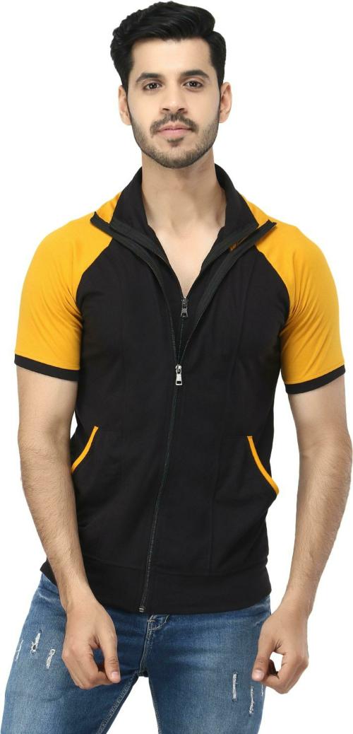 Buy Black Collection Men's Color Block Double Collar Half Sleeve T-Shirt | T shirt for men ...