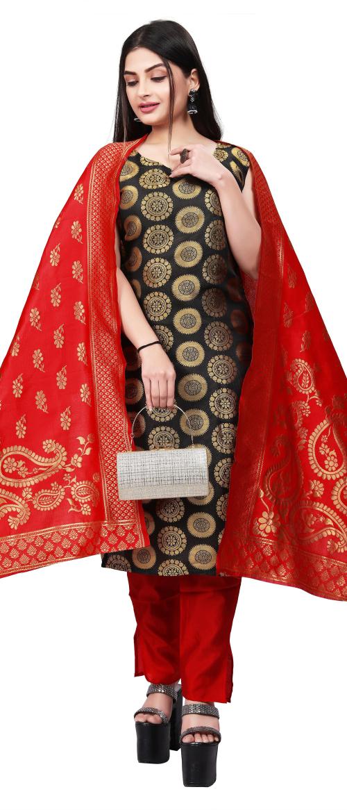 Buy sukhnath creation Women's Silk Blend Black Straight Kutra, Pant ...