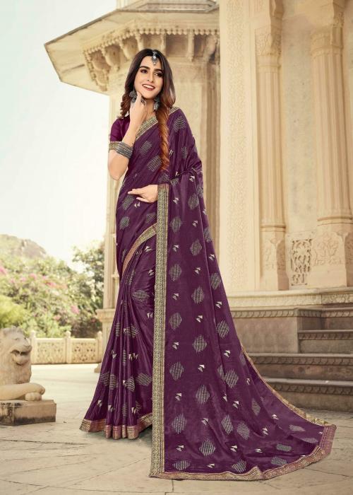 Buy Prajval Women Wine Embellished, Geometric Print Chiffon Bollywood ...