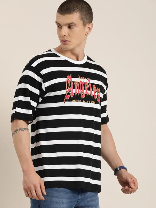 Buy Difference of Opinion Multicoloured Striped Oversized T-Shirt ...