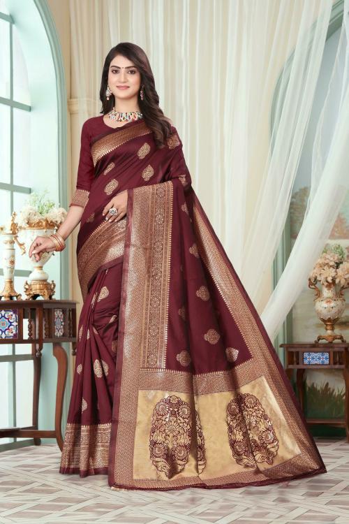 Buy WELCRON CREATION Women's Woven Banarasi Kanjivaram Soft Lichi Silk ...
