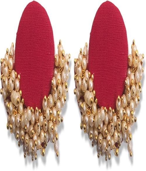 Buy HOPMEE Handmade Chandbali Earrings For Women Mother of Pearl Fabric ...