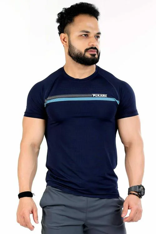 Buy Fuaark Lining Sports and Gym Tshirts for Men Navy Online at Best ...