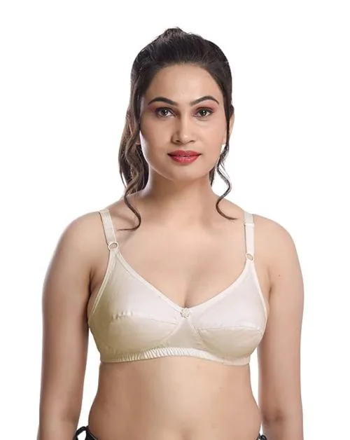 Buy MISSVALENTINE Women's nonpadded fullcoverage Plain Cotton Bra-Fortune-Skin-(46) Pack of 1 ...