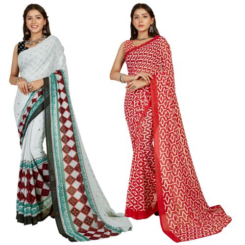 Buy Anand Women Multicolor1 Self Design Pattern Georgette Pack of 2 ...
