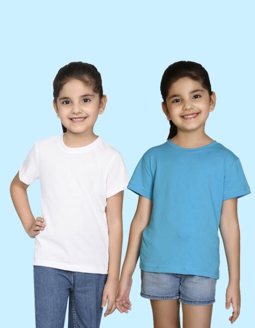Buy NUSYL Girls Solid White,Blue T-shirts combo pack of 2 Online at ...