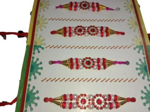 Buy Bhavya Sale Mauli Thread Golden Rakhi Set For Men And Women ...