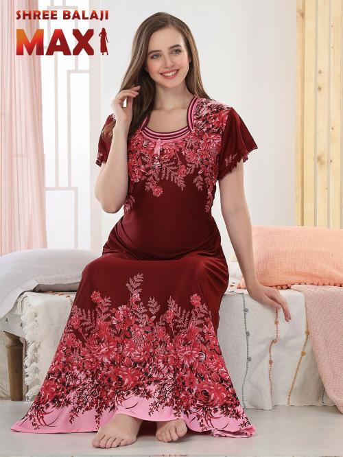 Buy shree balaji maxi Women Nighty (Maroon) Online at Best Prices in ...