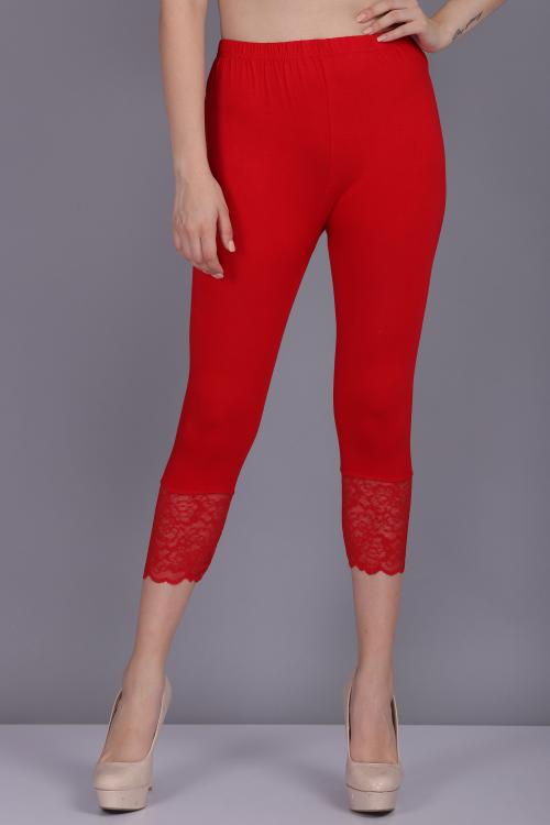 Buy Women Red Lace Capri (Pack Of 1) Online at Best Prices in India ...