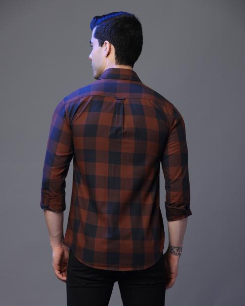 Buy FOGA CLOTHING--Mens Twill Checked Casual Shirt Online at Best ...