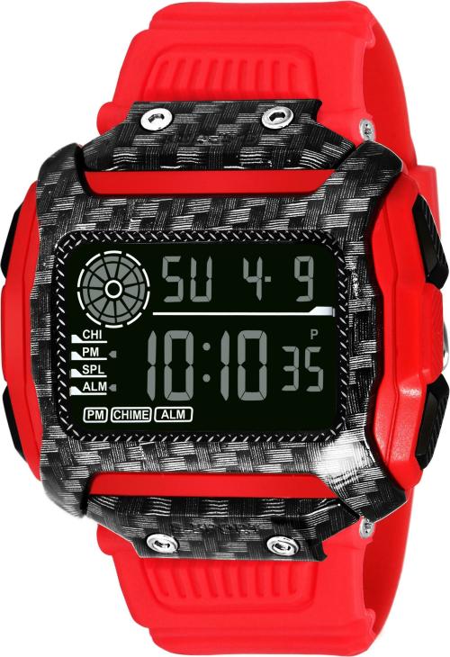Buy Reborn Digital Watch Black Dail Red Strap Wrist Digital Watch for ...