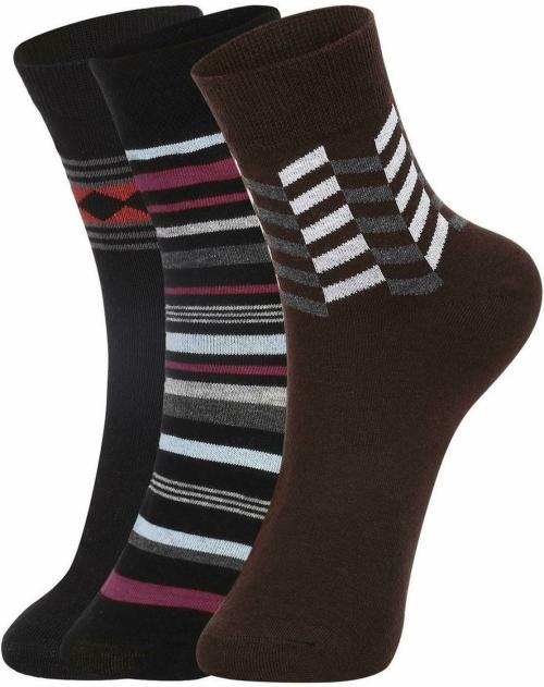 Buy TRAZO Men Multicolor Solid Cotton Blend and Lycra Blend Pack of 3 Ankle Length Socks (Free ...