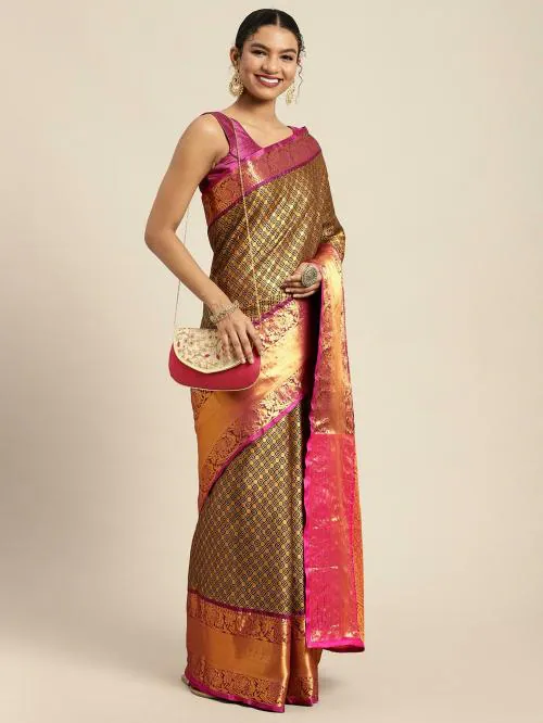 Buy Silk Land Women Black Woven Design Pure Silk Saree ( One Size) Online at Best Prices in ...