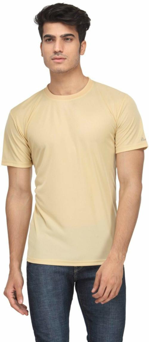 Buy Ketex Men Beige Solid Polyester T-Shirt (Xxl) Online at Best Prices ...