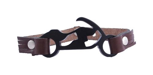 Buy ZIVOM Motorcycle Biker Brown Leather Strap Wrist Band Bracelet For ...