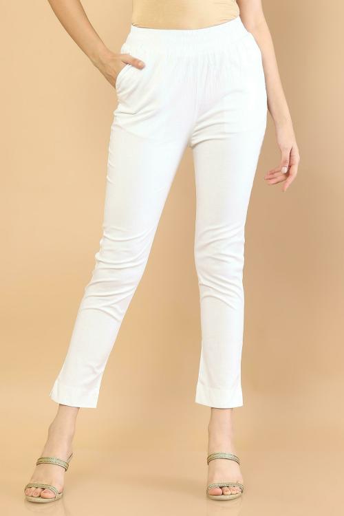 Buy SOCH Women White Solid Single Pants (M) Online at Best Prices in ...