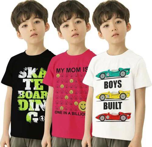 Buy Luke and Lilly pack of 3 Boys Half Sleeve Tshirt Online at Best ...