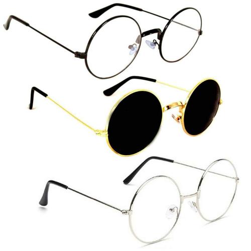 Buy Phenomenal Round Unisex Sunglasses (Clear, Black) (Men & Women ...