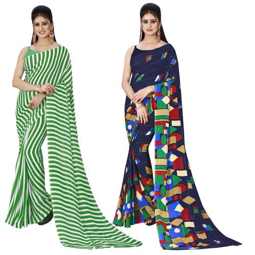 Buy Anand Women Multicolor2 Self Design Pattern Georgette Pack of 2 ...