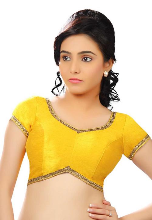 Buy Salwar Studio Women's Yellow Art Silk Back Open Readymade Saree ...