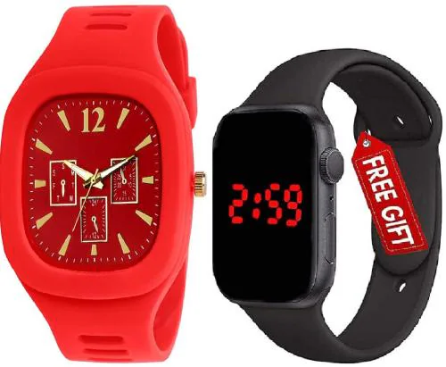 Buy Hala HL-3230 Red Miller Analog -Digital LED -SQR Watch - For Boys ...