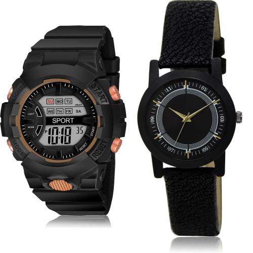 Buy TIMENTER Modern Royal Digital Kids Watch And Wife Black Colour ...