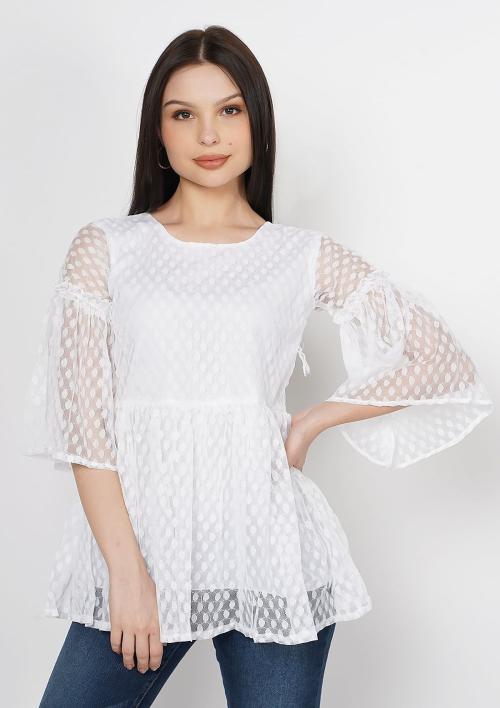 Buy Taggd Women Women White Net Top Western Solid Top Top for Women l ...