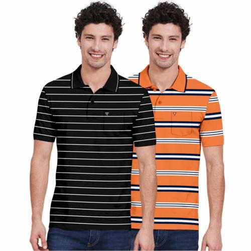 Buy Men's Polo Striped Printed Combo T-shirt Online at Best Prices in ...