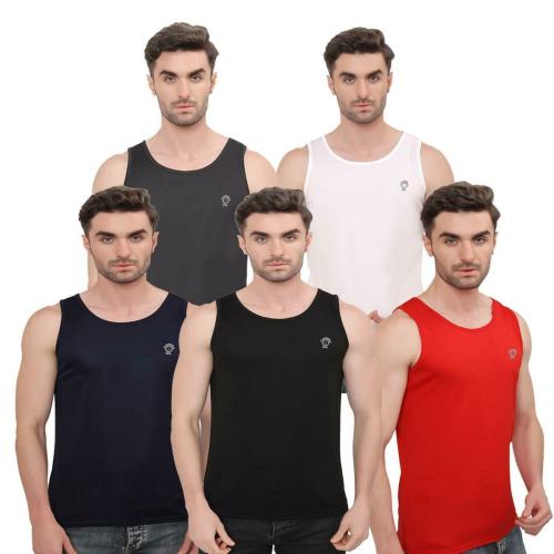 Buy CLOTHINK HUB Multicolour Solid Poly Blend Standard Length Vest ...