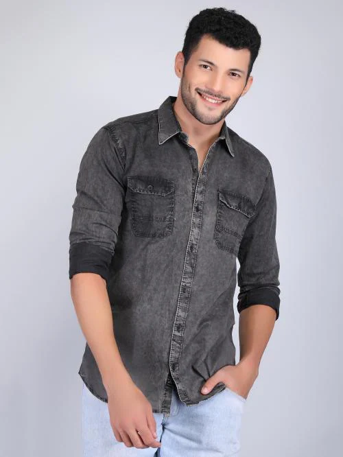 Buy THE HELL DRIVER PLAIN PREMIUM COLORED DENIM SHIRTS,Exclusive ...