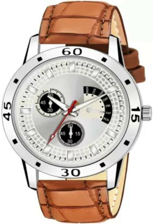 Buy Bolun Analog Silver Dial Brown Strap Watch For Men Online at Best ...