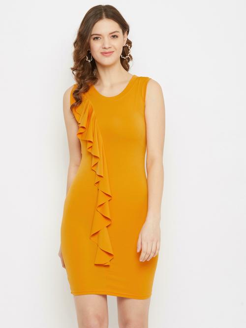 Buy U&F Women Yellow Solid Knit Single Dress Online at Best Prices in ...