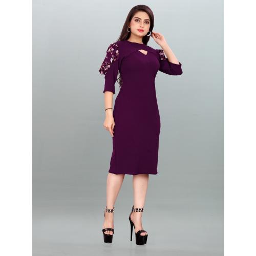 Buy C.J FABRICS Women's Above Fashion Sleeve Bodycon Maroon Dress Online at Best Prices in India ...