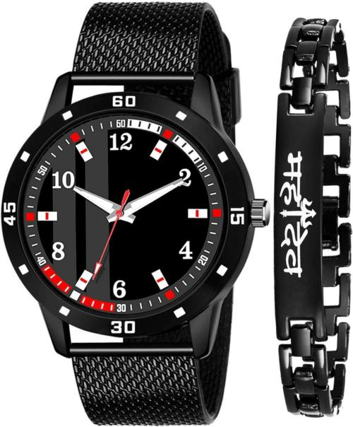 Buy HENCY 490+033 Stylish Black Dial Analog Watch (Pack of 2) Online at ...