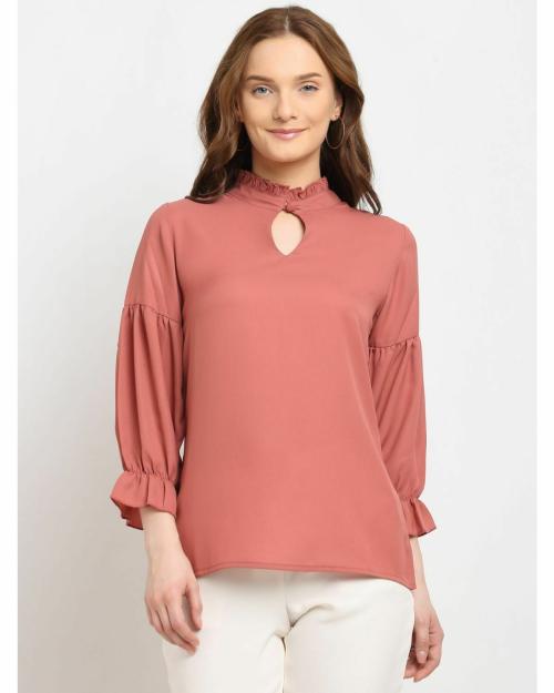 Buy La Zoire Tiered Sleeves Band Collar Top Online at Best Prices in ...