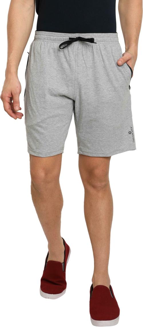 Buy Dream Fitt Men Grey,Black Solid Cotton Blend Shorts (M) Online at ...