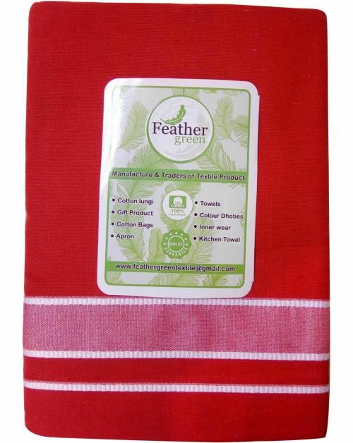 Buy Feather Green Men Red Checkered Pure Cotton Lungi - Free Size ...