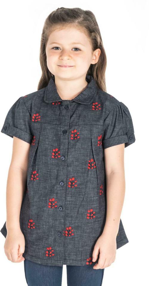 Buy Cherry Crumble by Nitt Hyman Girls Grey Embroidered Cotton Top ...