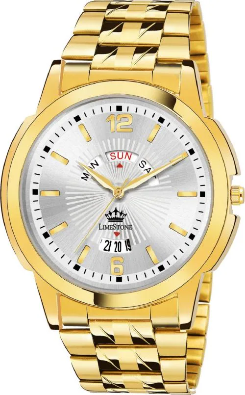Buy LIMESTONE Analog Silver, Gold Dial Silver Strap Watch For Men ...