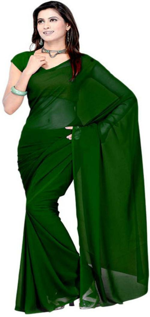 Buy Fancynine Women Green Solid Georgette Saree Online at Best Prices in India - JioMart.