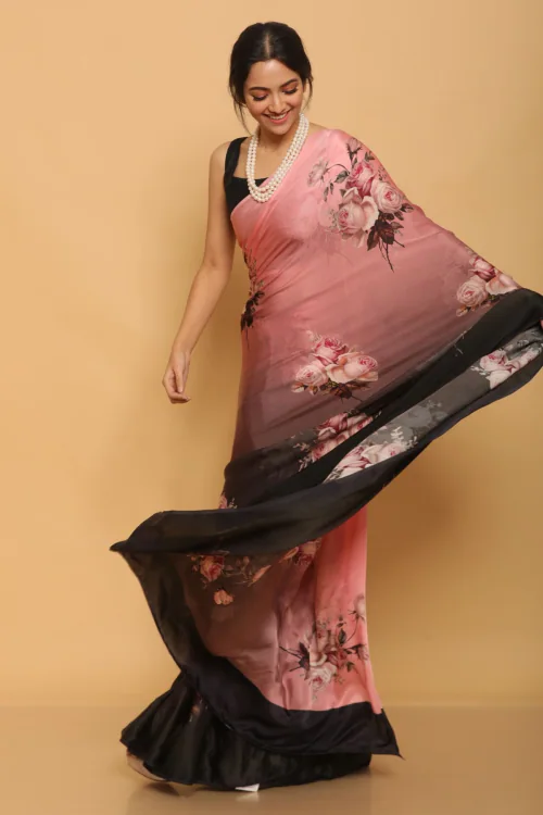 Buy Beautiful All Over Printed Japan Satin Saree For Girls And Womans ...