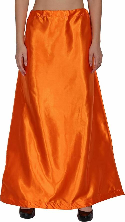 Buy Guddan Orange Pure Satin Petticoat (Free Size) Online at Best ...