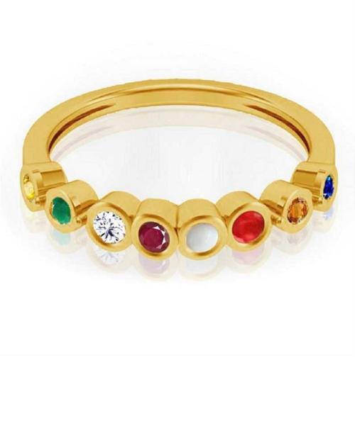 Buy CEYLONMINE GOLD PLATED NAVRATAN RING WITH NATURAL GEMSTONE Online ...