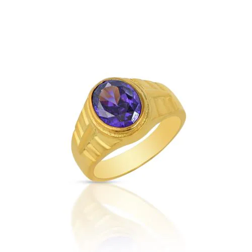 Buy Memoir Brass Goldplated Faux Blue Sapphire Neelam Fingerring Men ...