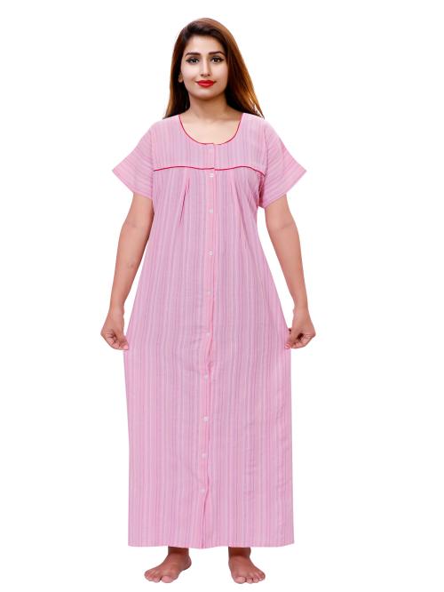 Buy NACNO Women's Printed Cotton Front Open Sleepwear Nighty/Maxi ...