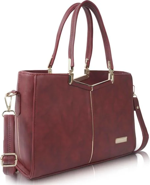 Buy Spotic Maroon Synthetic Leather Handbag, 5 L For Womenbook bag ...